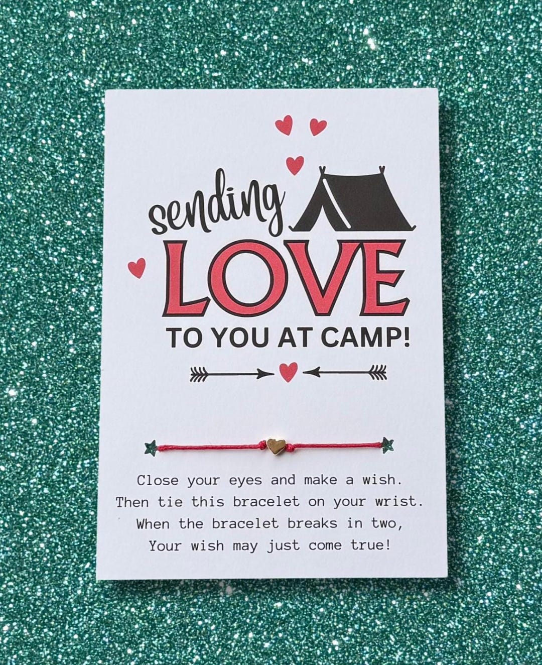 Sending LOVE to You at Camp Card With Wish Bracelet, Summer Camp Gift ...