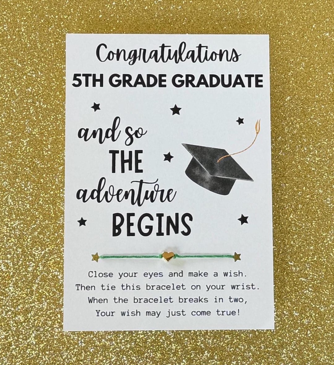 Congratulations 5th Grade Graduate Card, Wish Bracelet, and so THE ...