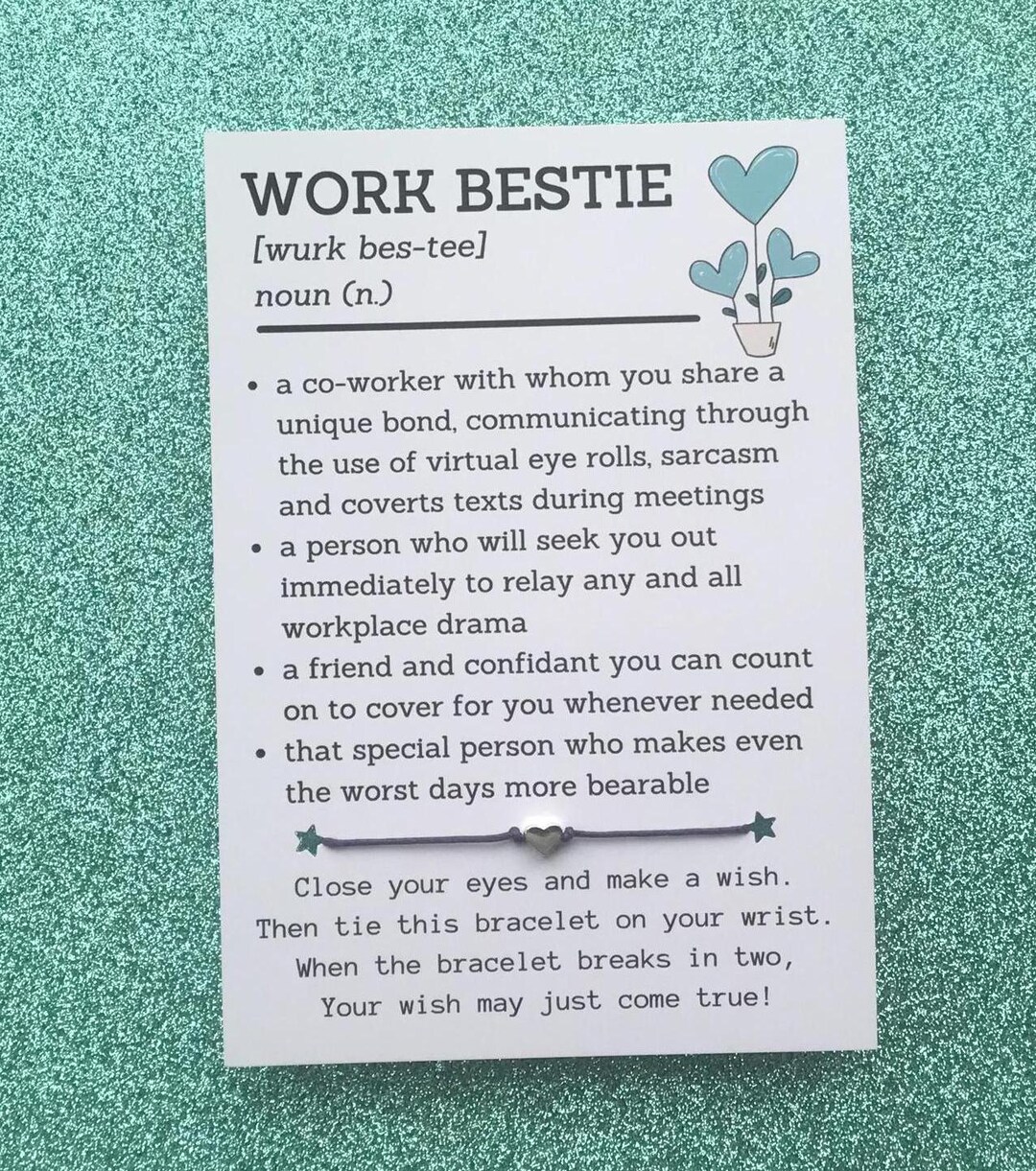 Work Bestie, Work Bestie Gift, Work Bestie Wish Bracelet, Coworker Gift ...
