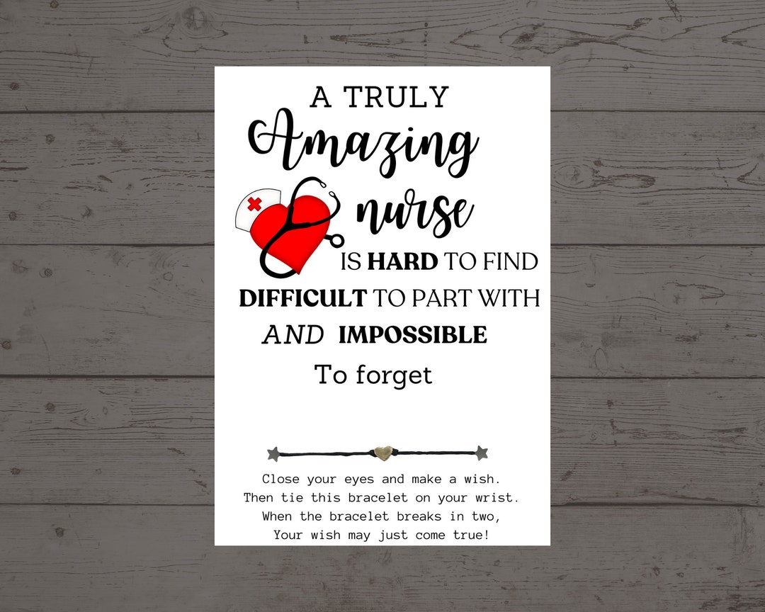 Nurse Thank You Gift, Card for Nurse, Nurse Card, Wish Bracelet ...