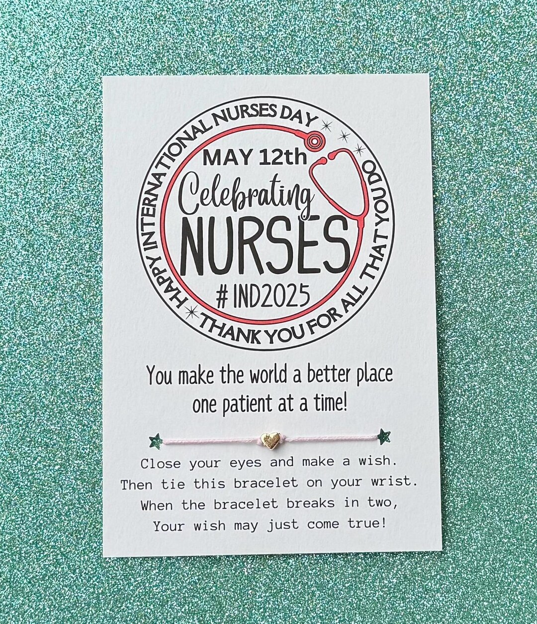 INTERNATIONAL NURSES DAY Card, Wish Bracelet, #IND2025 Gift, Nurses ...