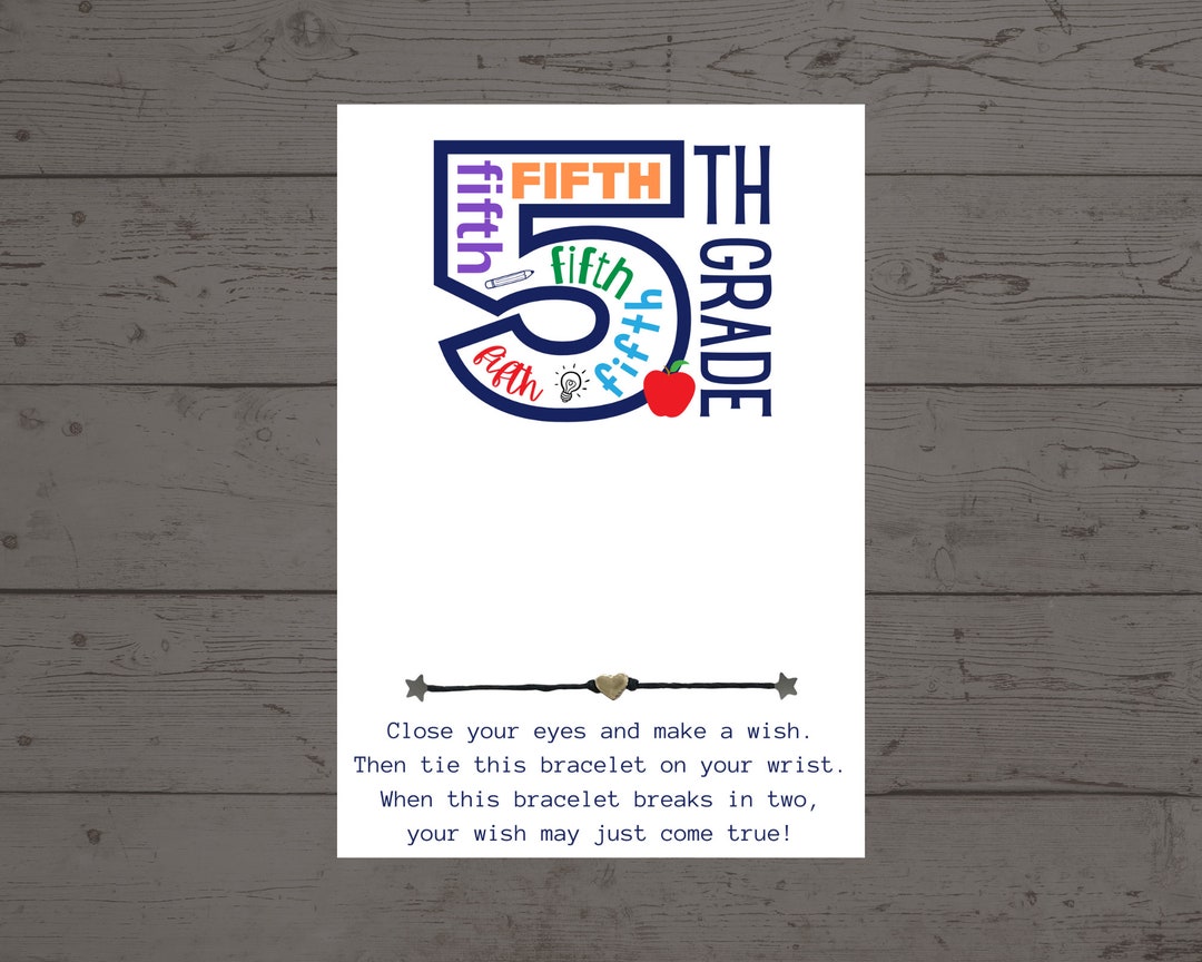5th Grade Gift, Wish Bracelet, End of School, Back to School, Last Day ...