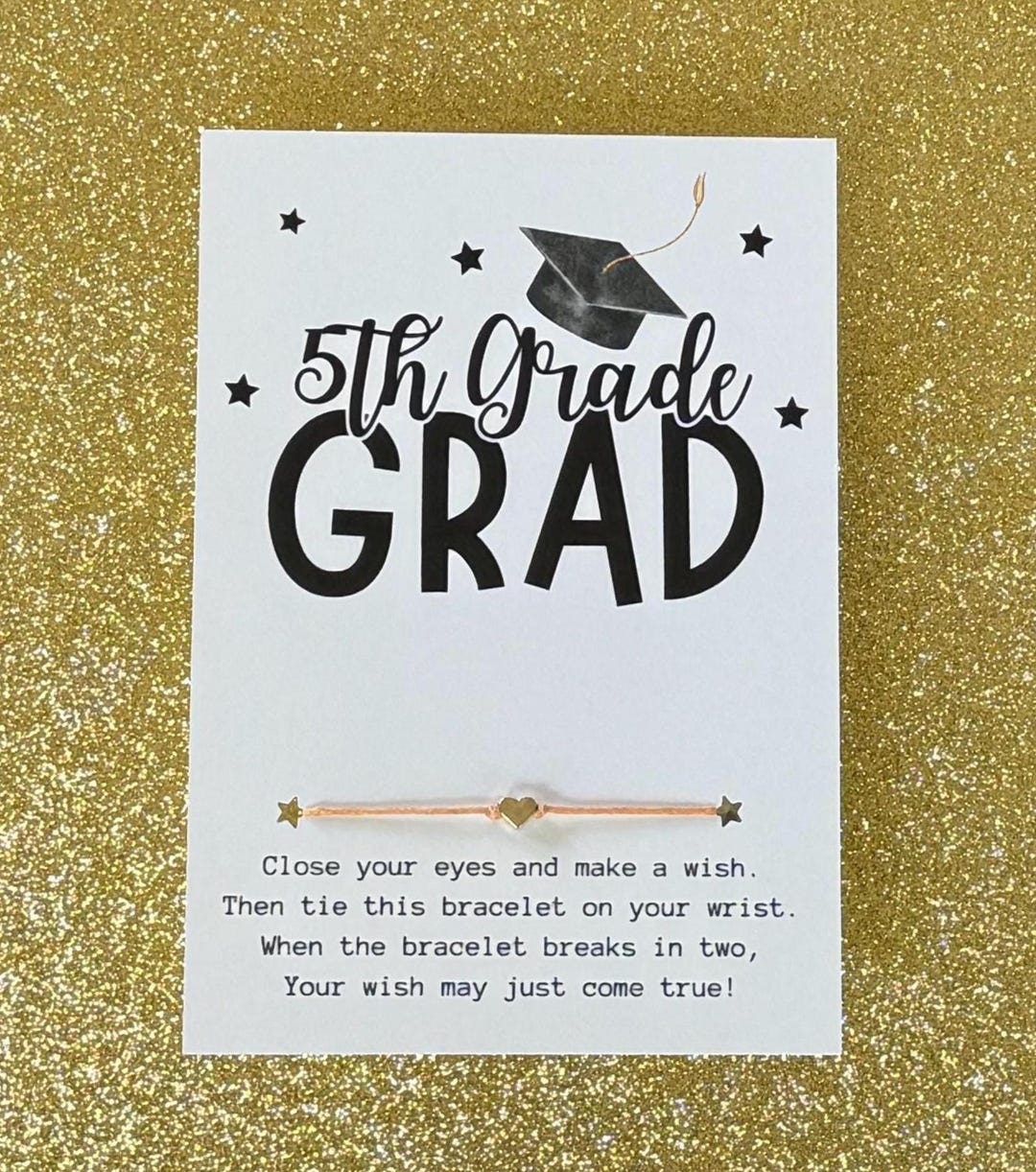 5th Grade GRAD Card, Wish Bracelet, 5th Grade Graduation Gift, 5th ...