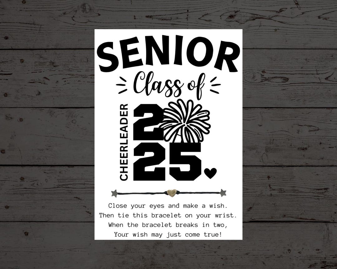Senior Class of 2025 Card, Wish Bracelet, Cheerleader Gift, Senior ...