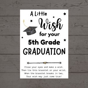 A Little Wish for Your 5th Grade Graduation, Wish Bracelet, 5th Grade ...