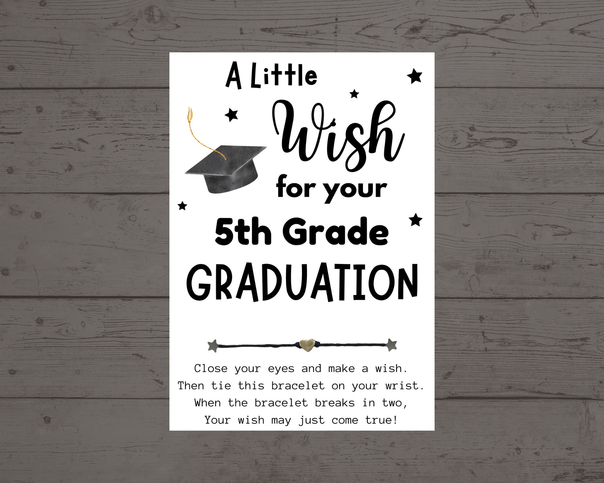 A Little Wish for Your 5th Grade Graduation, Wish Bracelet, Graduation ...