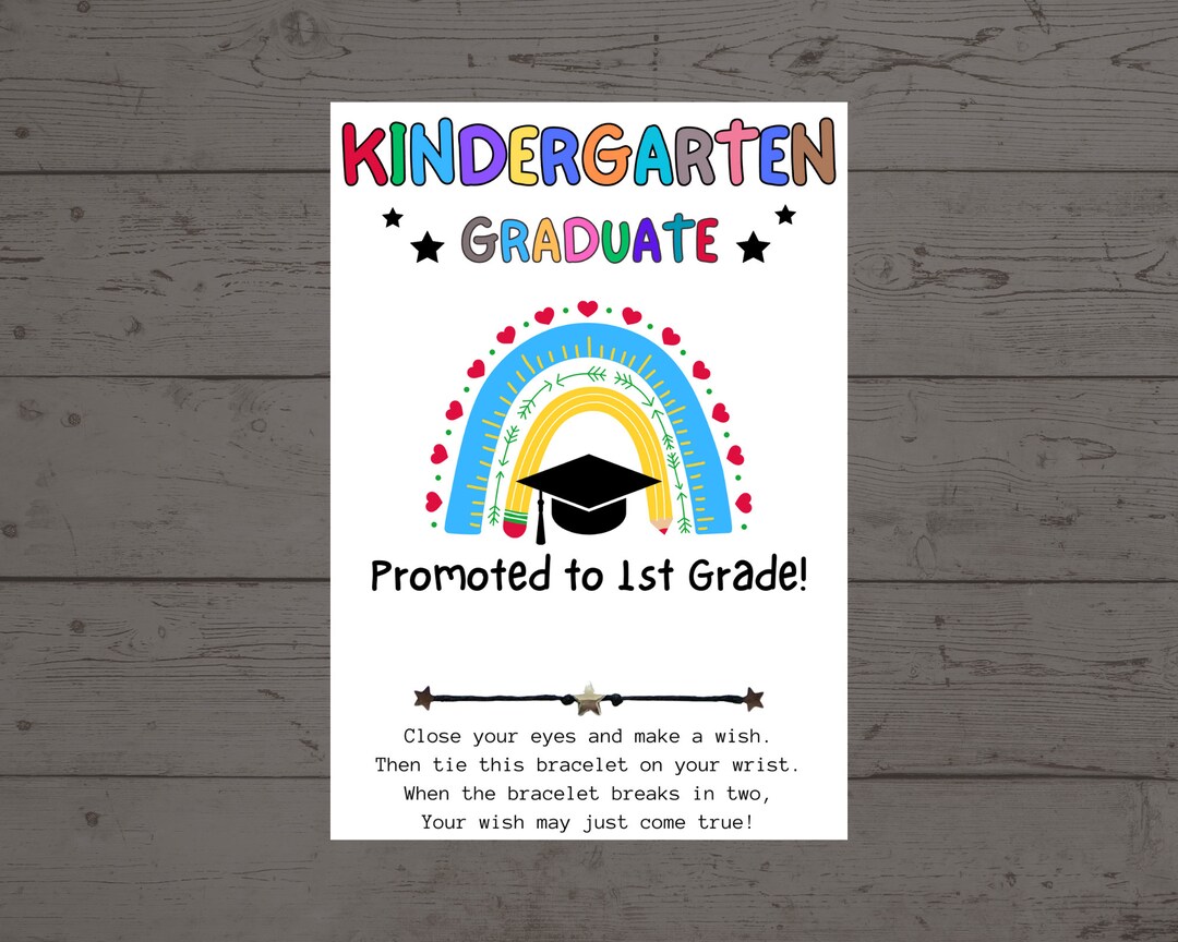 Kindergarten Graduate Promoted to 1st Grade! Wish Bracelet, Gifts for ...
