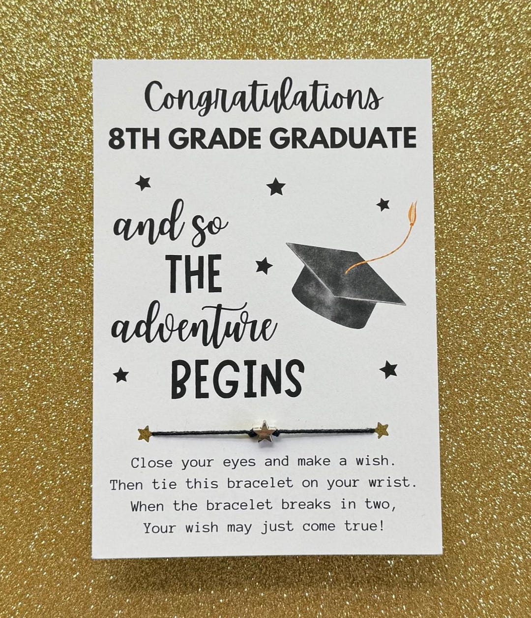 8th Grade Graduation Card, Wish Bracelet, 8th Grade Graduation ...