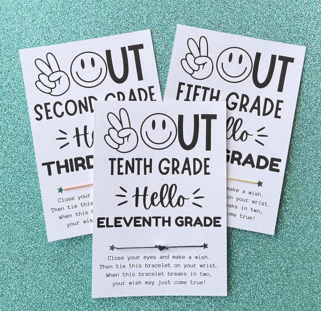 Peace Out (grade) HELLO (grade), Wish Bracelet, Gift for Class, Student ...