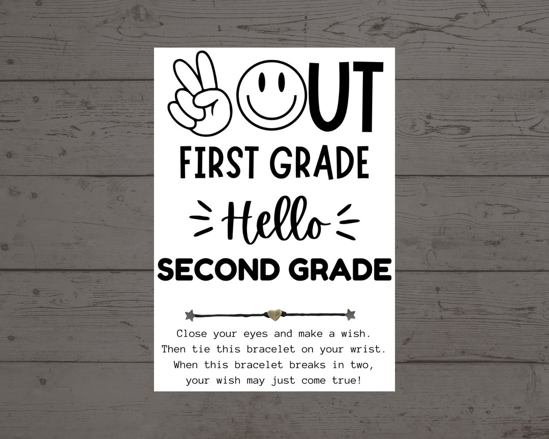 Peace Out First Grade Hello Second Grade, Wish Bracelet, 2nd Grade Gift ...