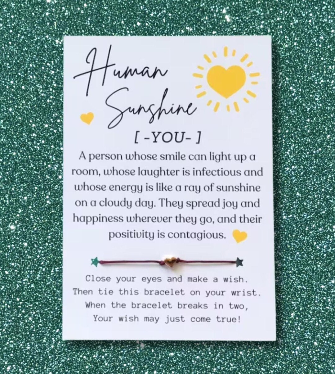 Human Sunshine Definition, Wish Bracelet, Best Friend Gifts, Positivity ...