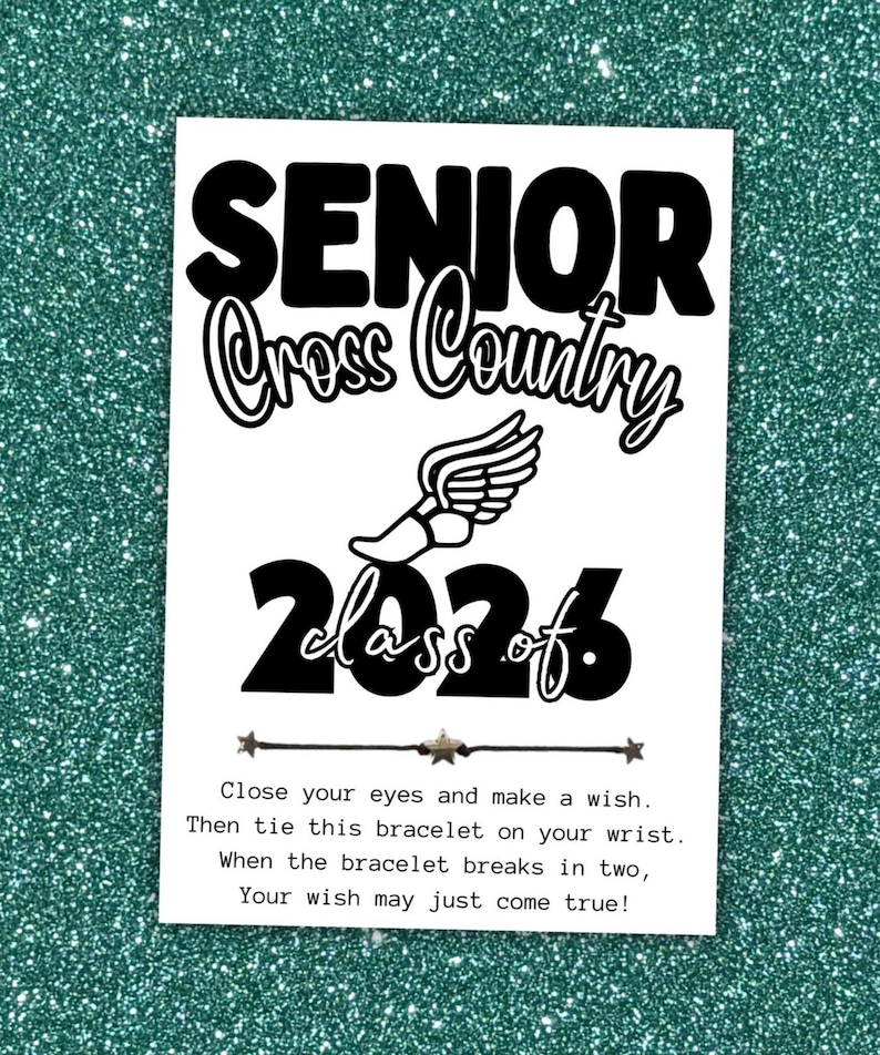 Senior Cross Country Class of 2026 Card, Wish Bracelet, Cross Country ...