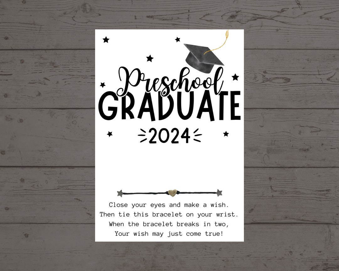 Preschool Graduate 2024 Card, Wish Bracelet, Gifts for Prek Pre-k ...