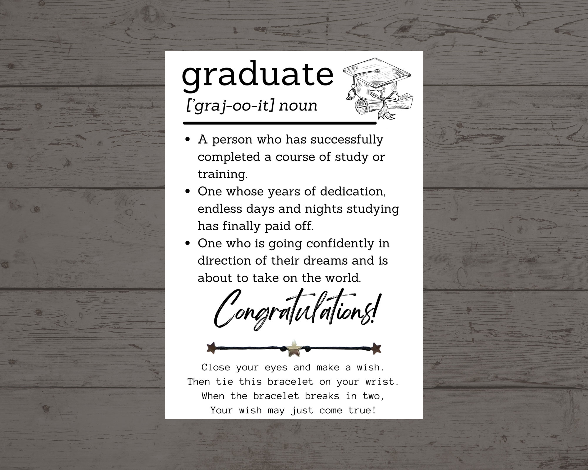 Graduate Definition, Wish Bracelet, College Graduate Gift, Graduation ...