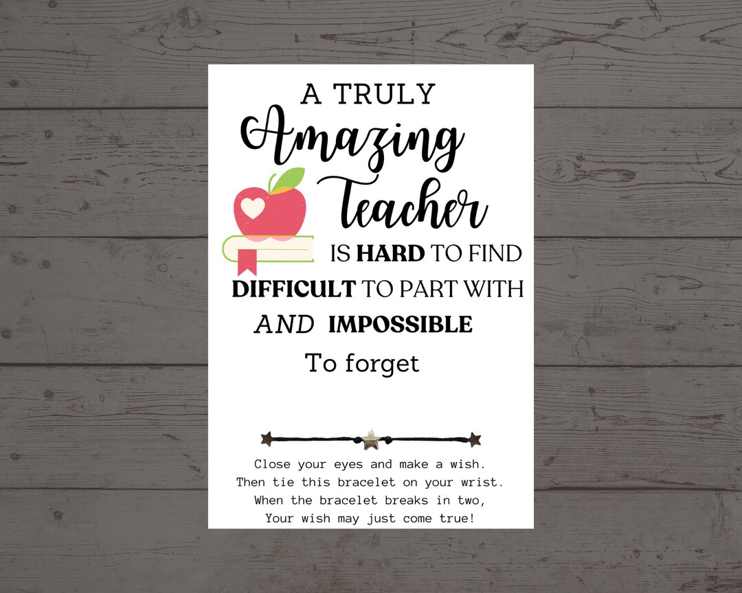 A Truly Amazing Teacher is Hard to Find... Card, Wish Bracelet, Teacher ...