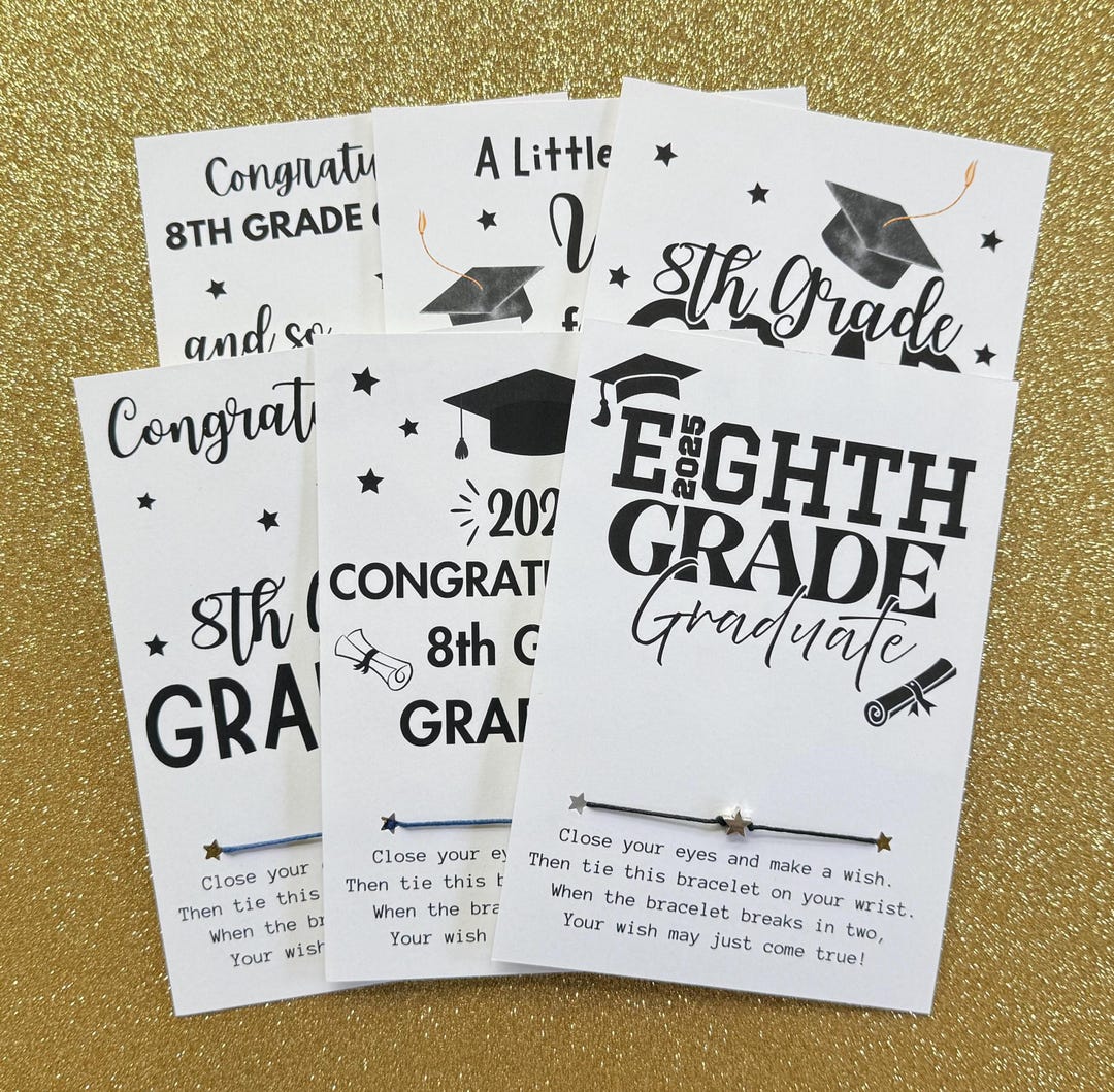 8th Grade Graduation Card, Wish Bracelet, 8th Grade Graduate Gift, 8th ...
