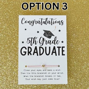 5th Grade Graduation Card, Wish Bracelet, 5th Grade Graduate Gift, 5th ...
