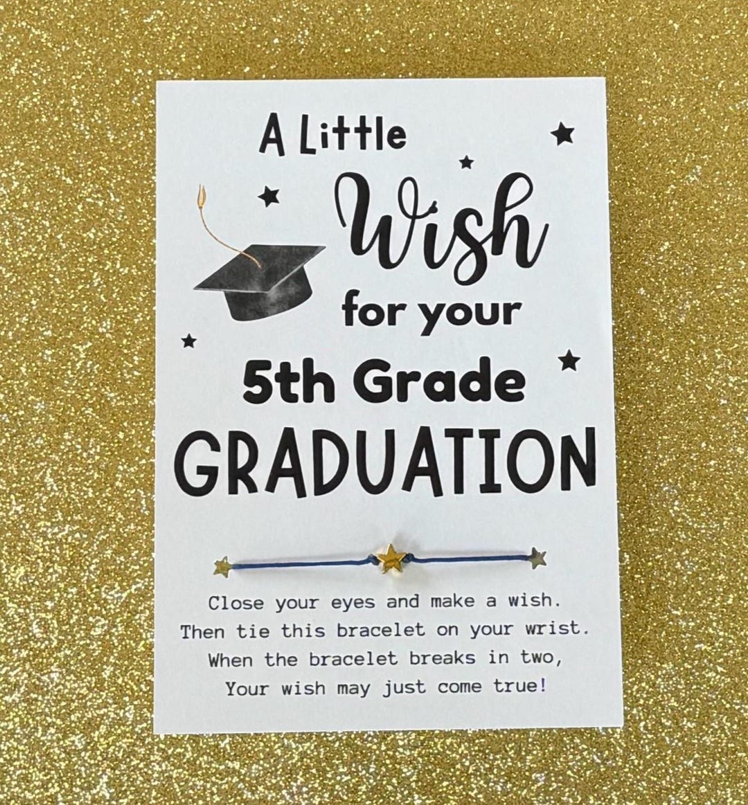 A Little Wish for Your 5th Grade Graduation, Wish Bracelet, 5th Grade ...