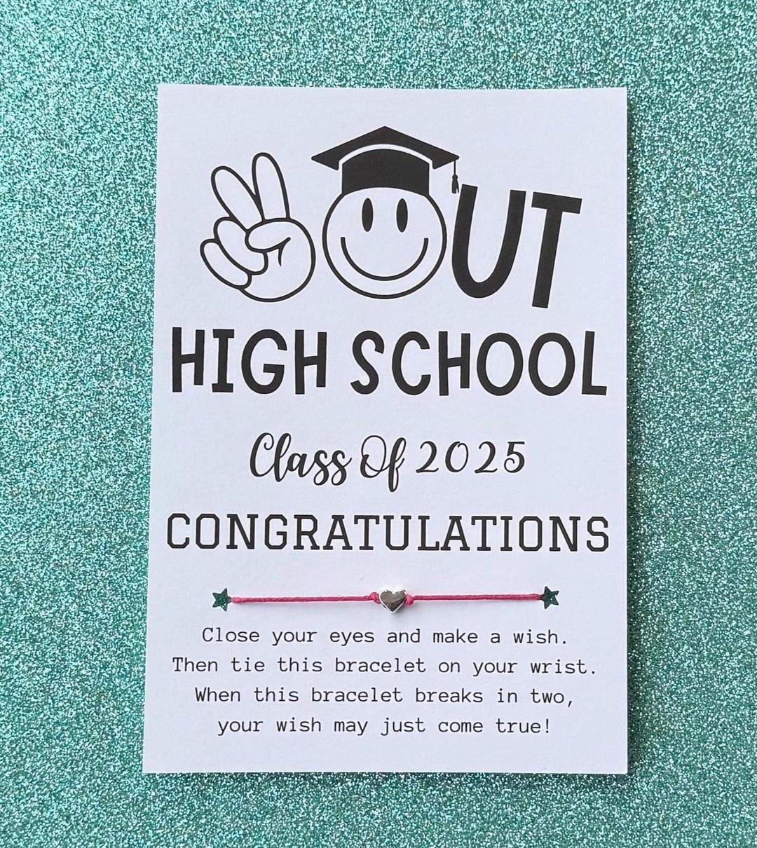 Peace Out HIGH SCHOOL Class of 2026 Congratulations, Wish Bracelet ...