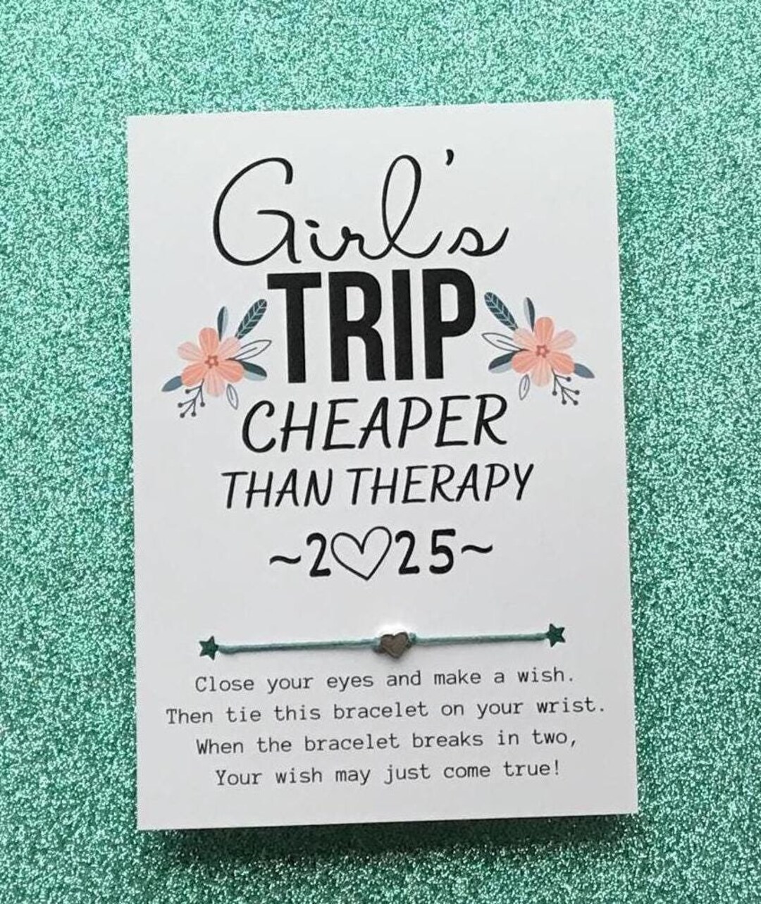 Girl's Trip Cheaper Than Therapy, Wish Bracelet, Girls Getaway Gift ...