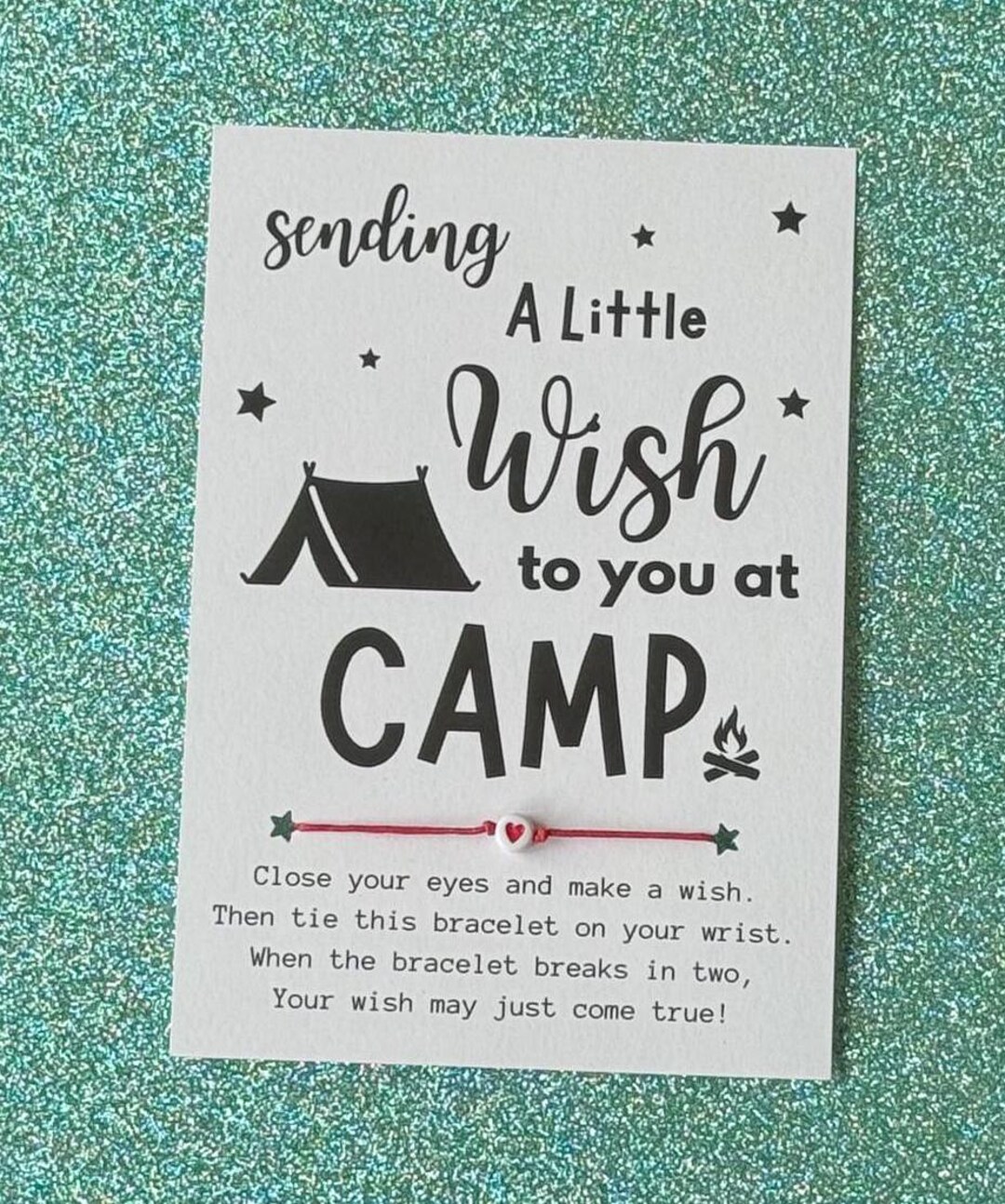 Sending A Little Wish to at Camp Card, Wish Bracelet, Summer Camp Gift ...
