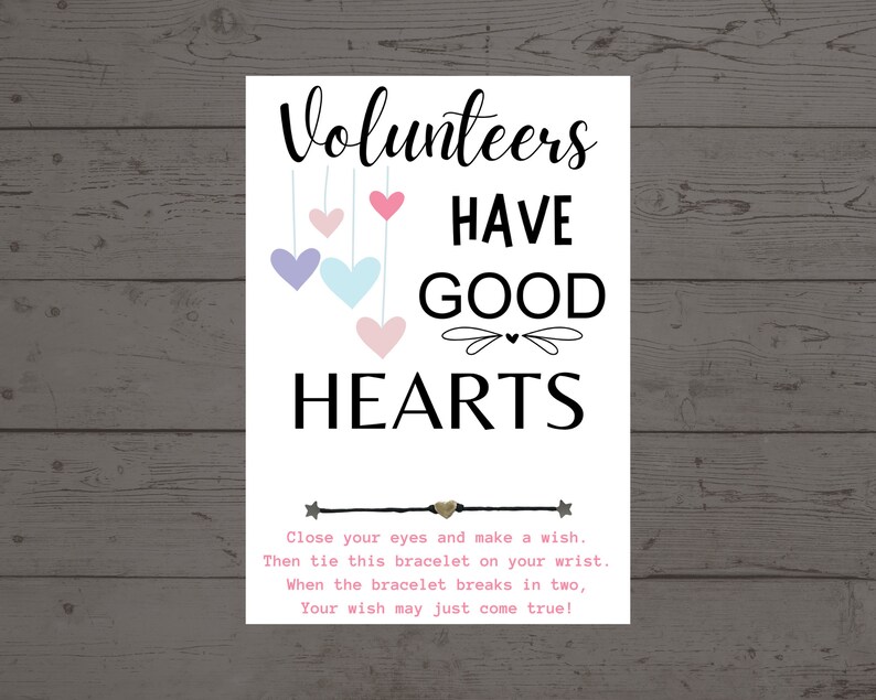 Volunteer Gift, Volunteers Have Good Hearts, Wish Bracelet, Volunteer ...