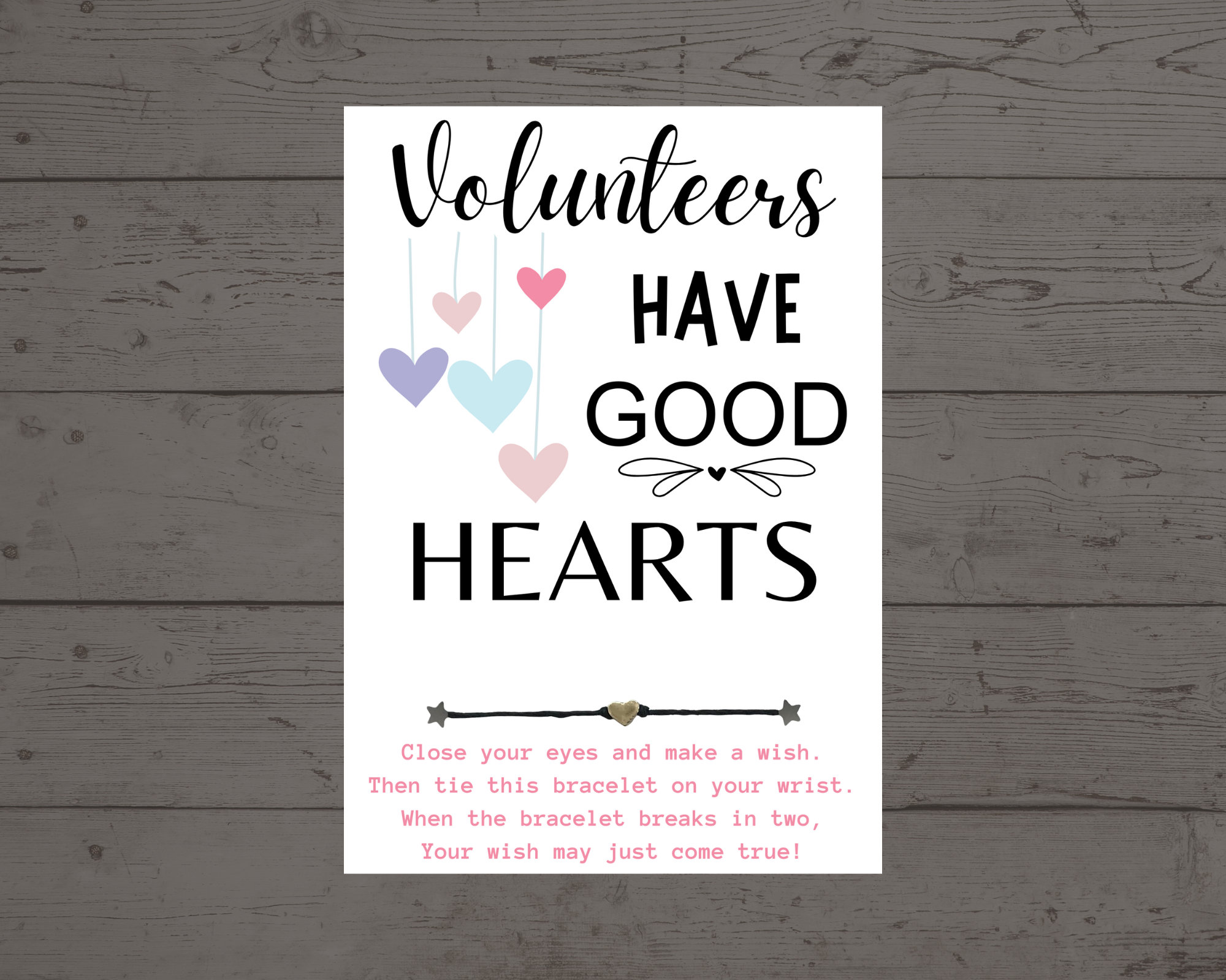 Volunteer Gift, Volunteers Have Good Hearts, Wish Bracelet, Volunteer ...