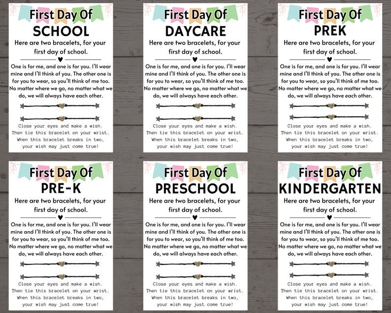 First Day of School/grade, Mommy & Me Bracelets, Wish Bracelets, First ...