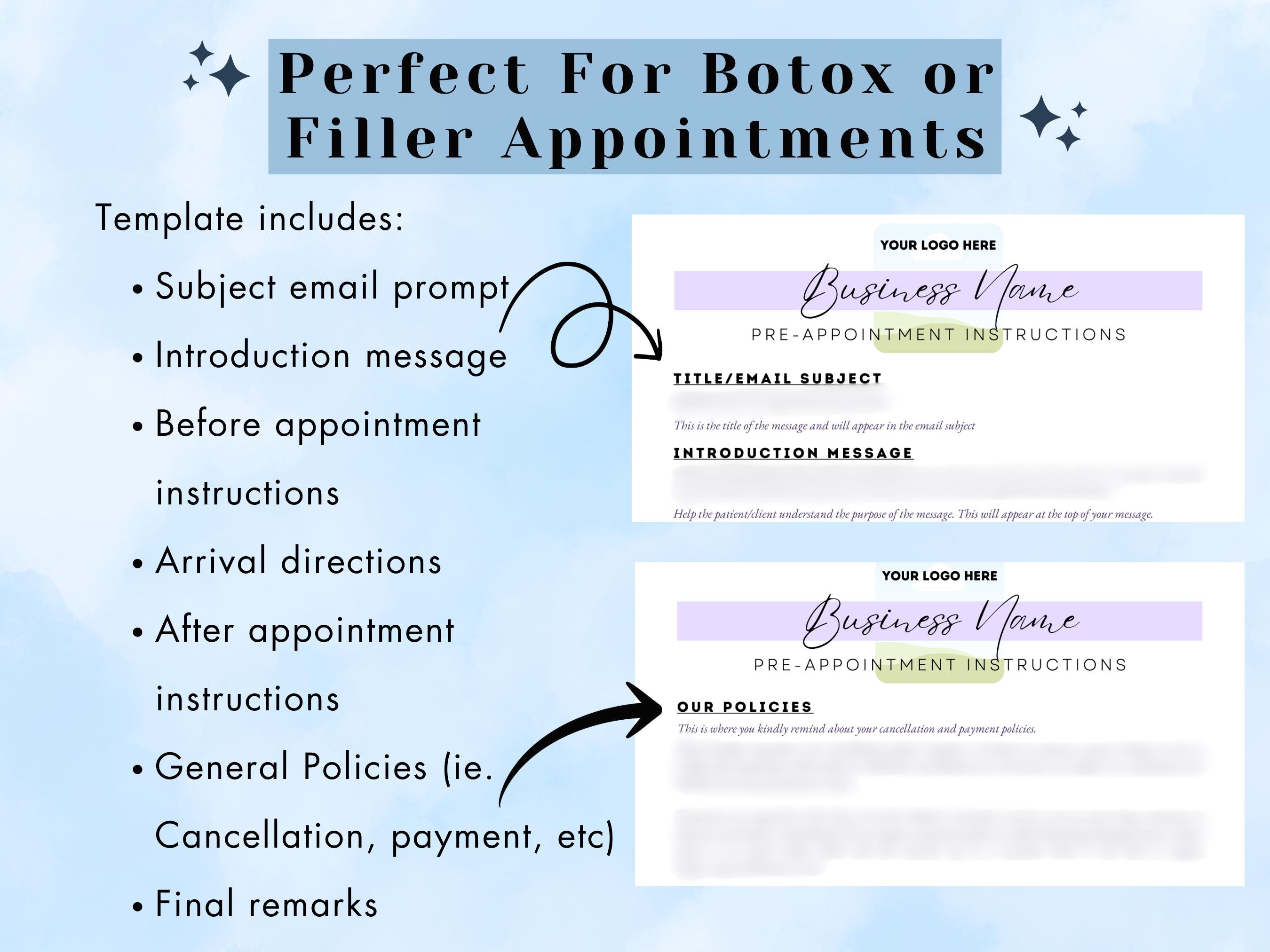 Med Spa Injectables Pre-appointment Instructions Template (digital ...