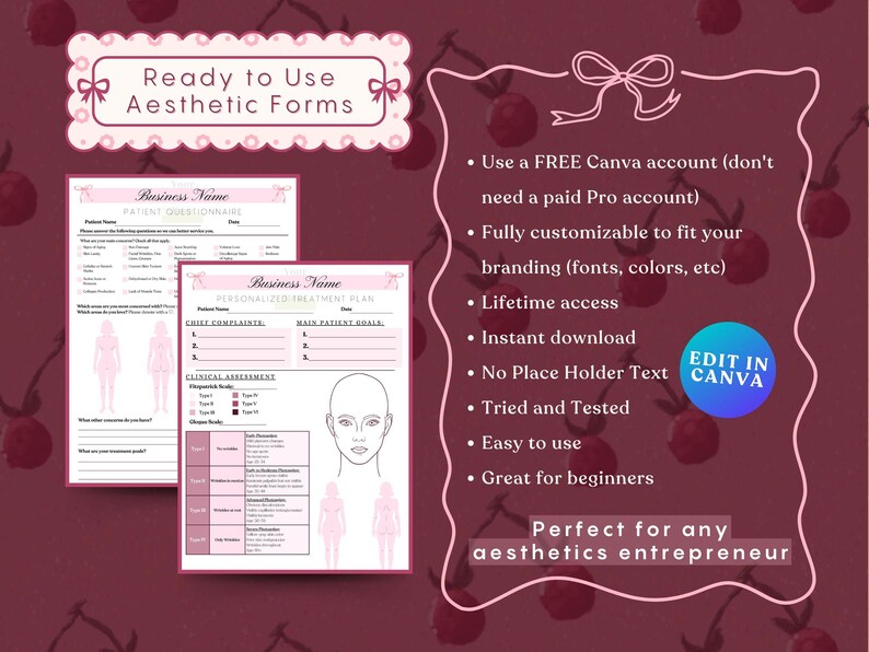 Editable Med Spa Paperwork Bundle Pink Aesthetic Intake Forms Nurse ...