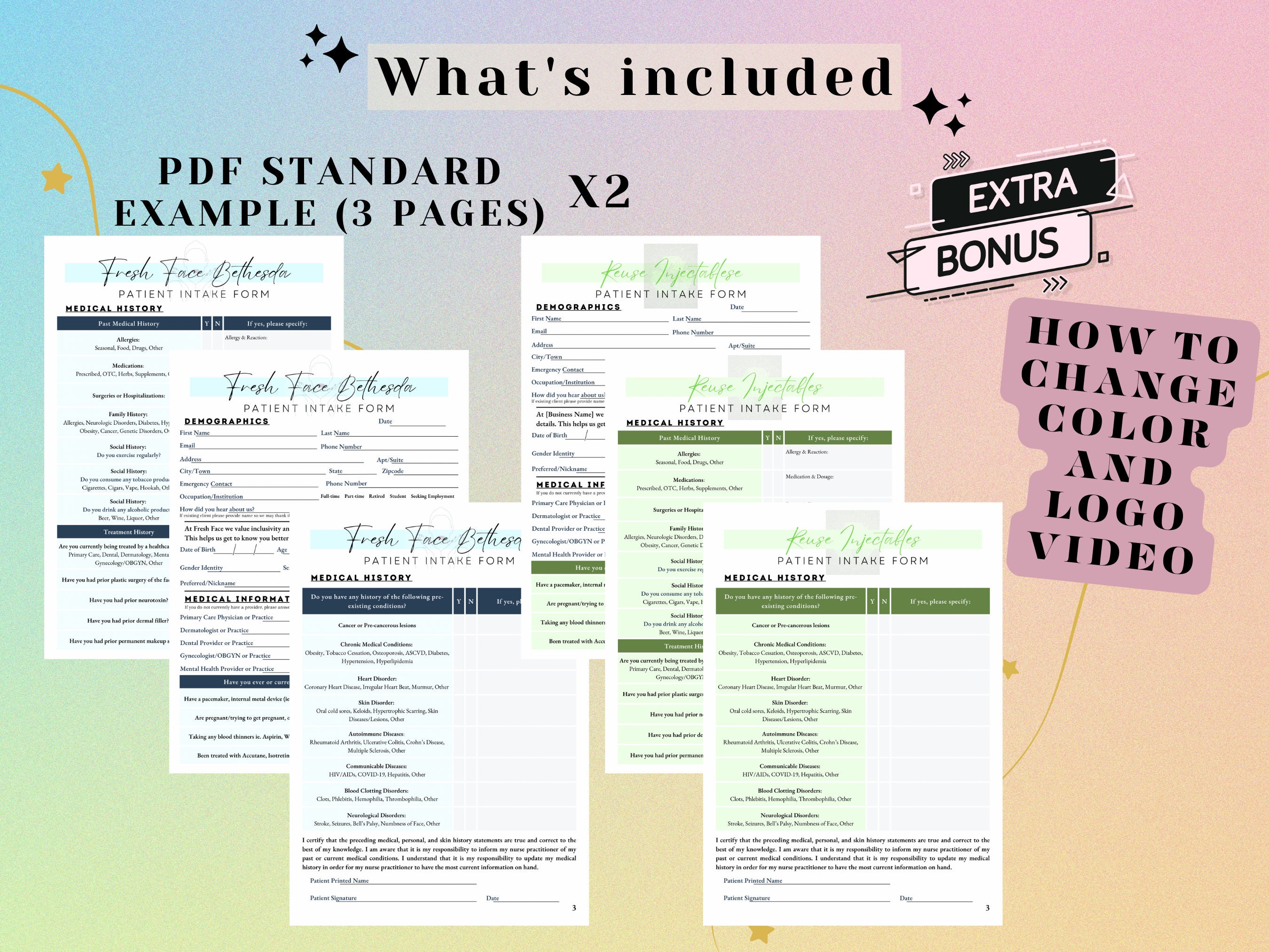 Editable Med Spa Intake Form: Patient History, Aesthetics (instant ...