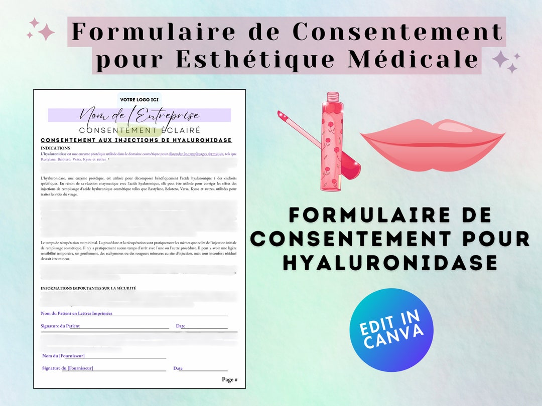 Hyaluronidase Consent Form: Editable Medical Spa Template (digital ...