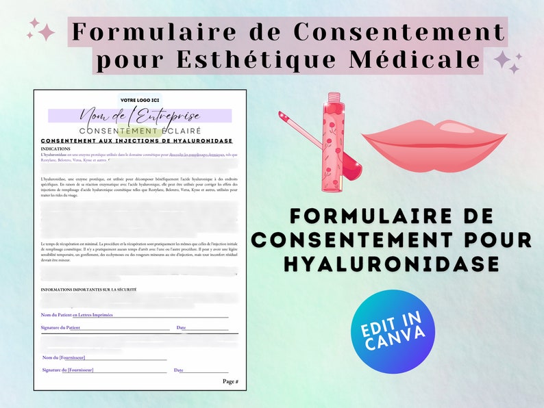Hyaluronidase Consent Form: Editable Medical Spa Template (digital ...