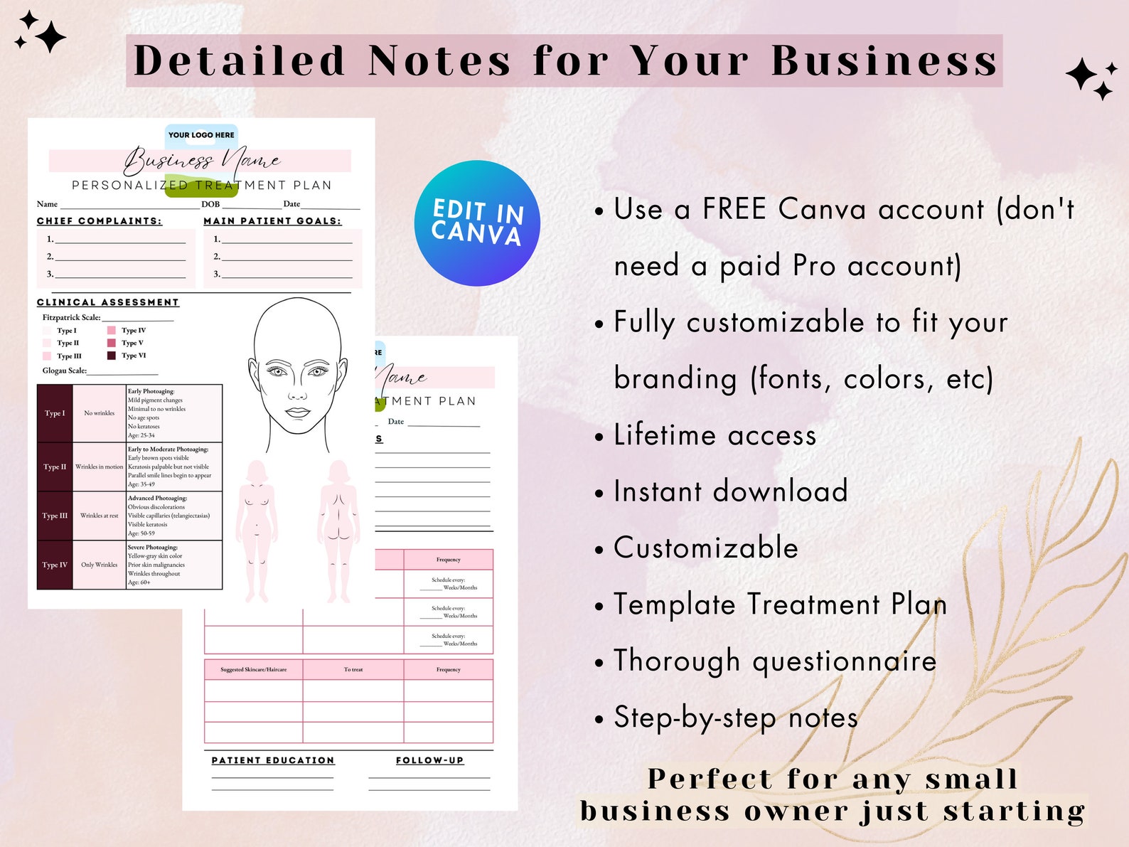 Editable Med Spa Treatment Plan: SOAP Note, Client Questionnaire ...