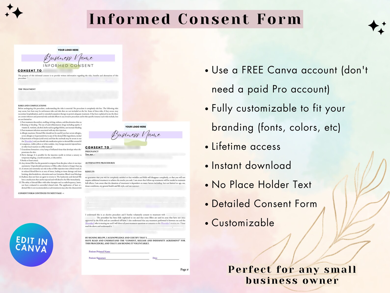 Hyaluronidase Consent Form for Med Spa Services - Editable Template ...