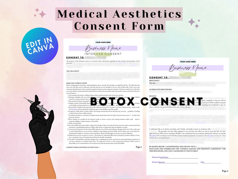 Editable Med Spa Consent Form: Neurotoxin Injection Template (digital ...