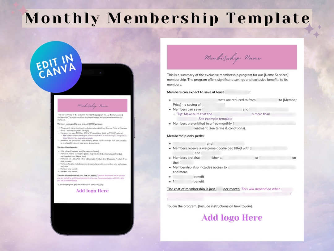 Med Spa Membership Template: Customizable Aesthetics Contract (instant ...