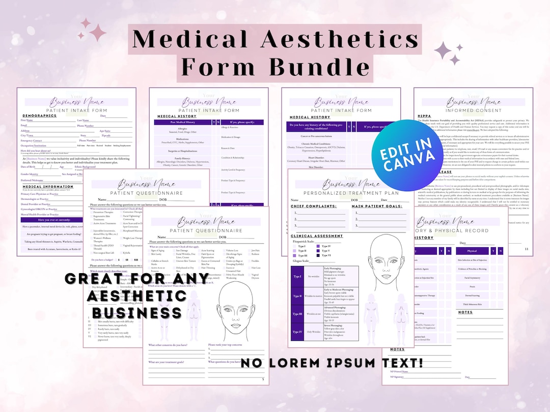 Editable Med Spa Forms Bundle: Intake, SOAP Notes, Questionnaire ...