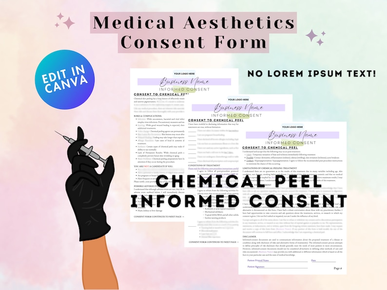 Editable Chemical Peel Consent Form: Med Spa Template (instant Download ...