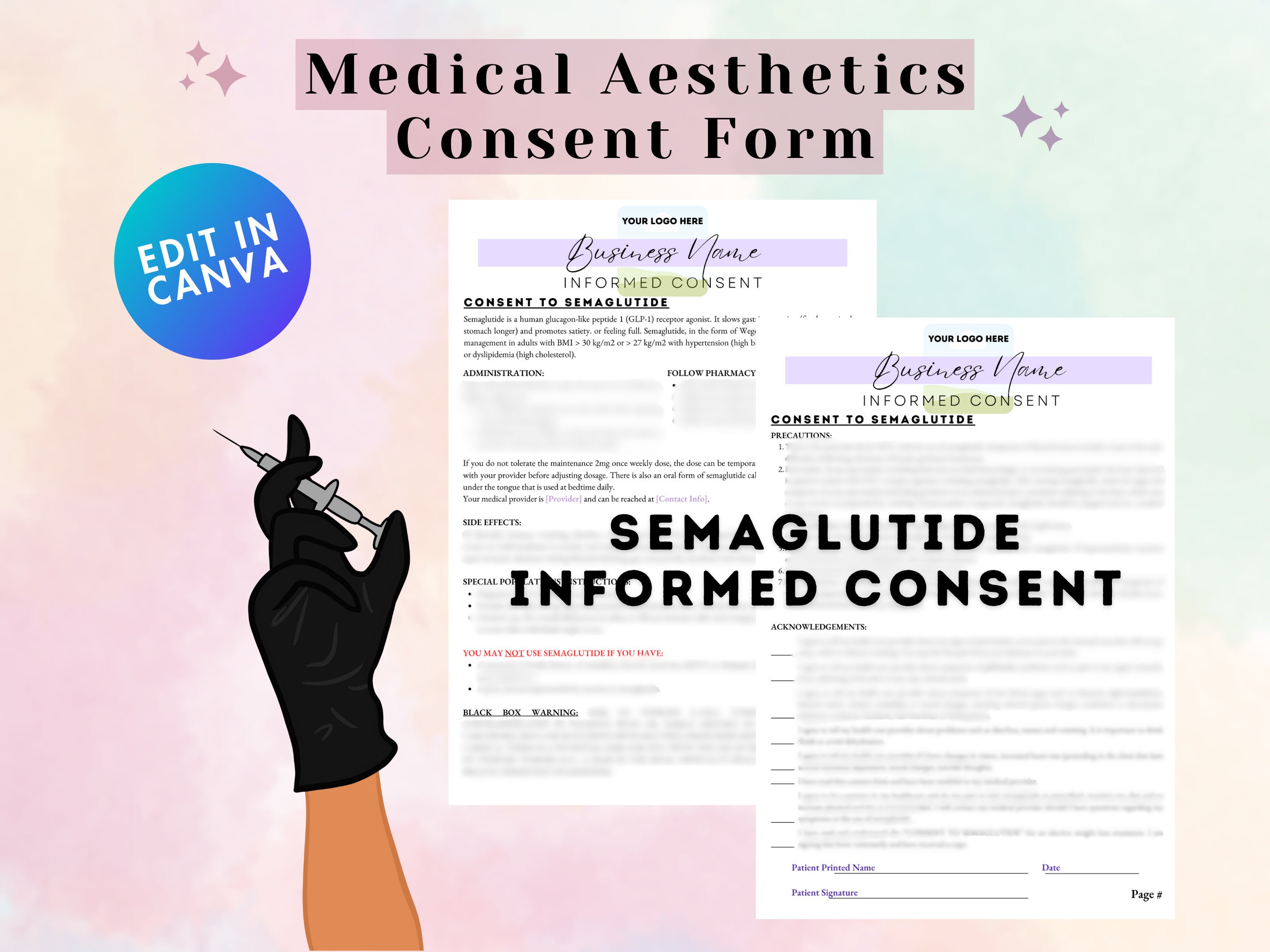 Editable Semaglutide Weight Loss Consent Form Instant Download Nurse ...