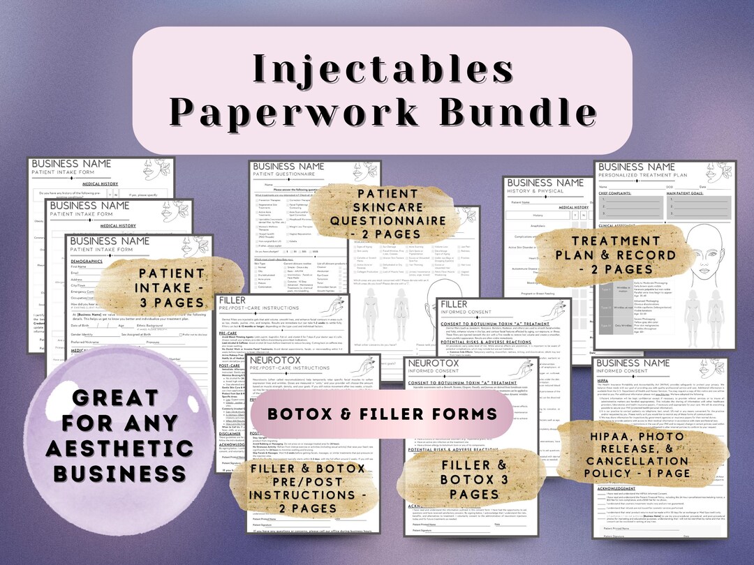 Injectables Form Bundle Botox Filler Digital Consent Forms Aesthetic ...