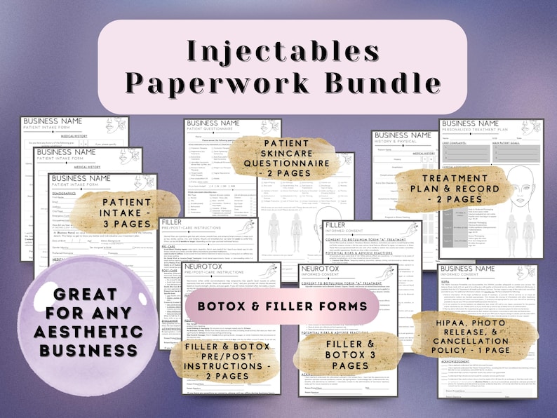 Med Spa Injectables Consent Form Bundle: Botox, Filler (editable PDF ...