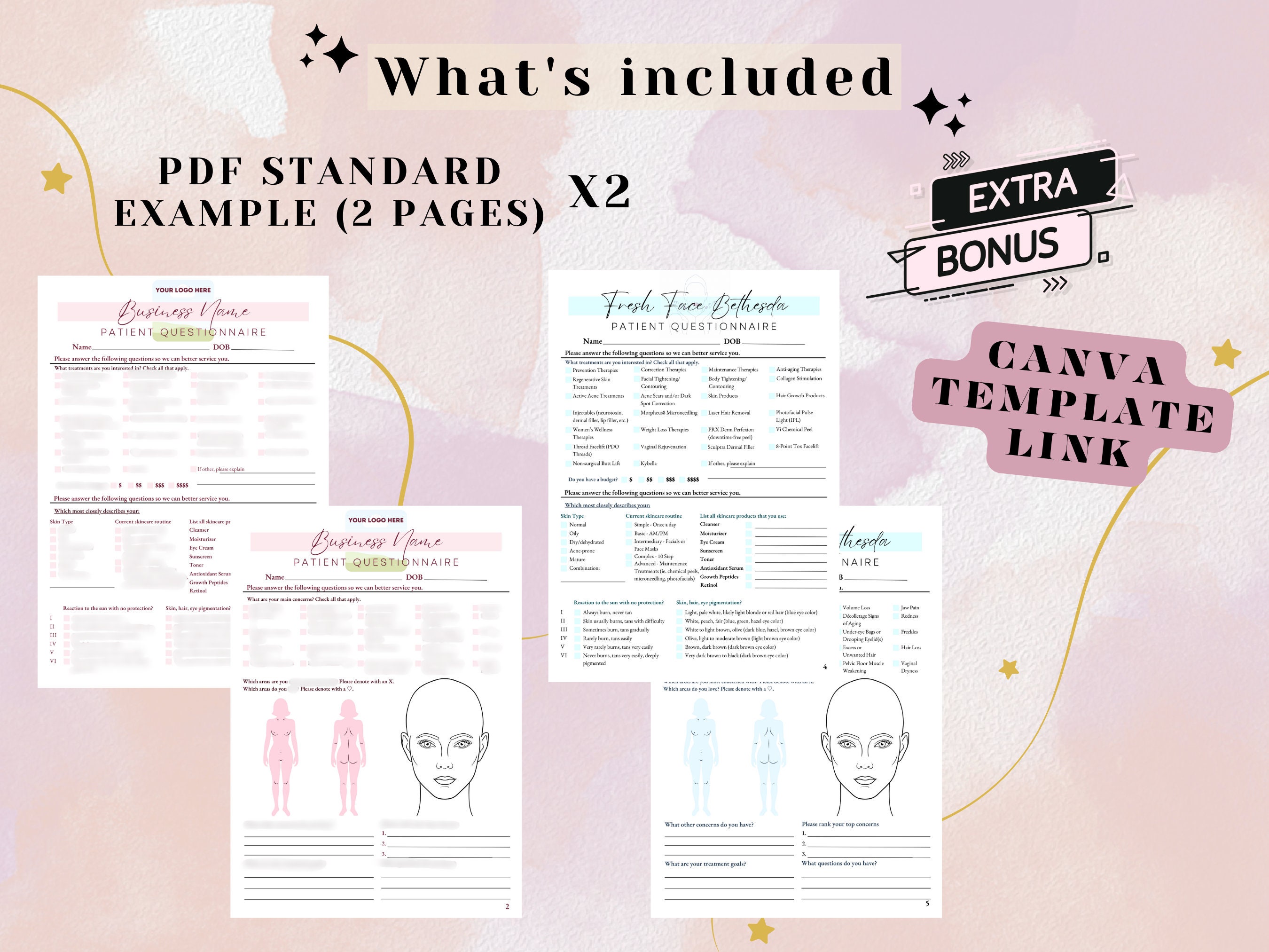 Editable Med Spa Skin Questionnaire - Instant Download Printable Client ...