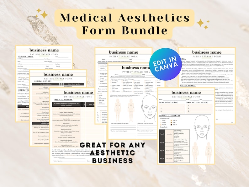 Editable Med Spa Paperwork Bundle | Neutral Theme SOAP Notes, Intake ...
