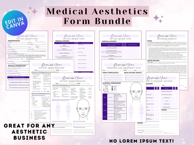 Editable Med Spa Paperwork Bundle | Instant Download Intake, SOAP Notes ...