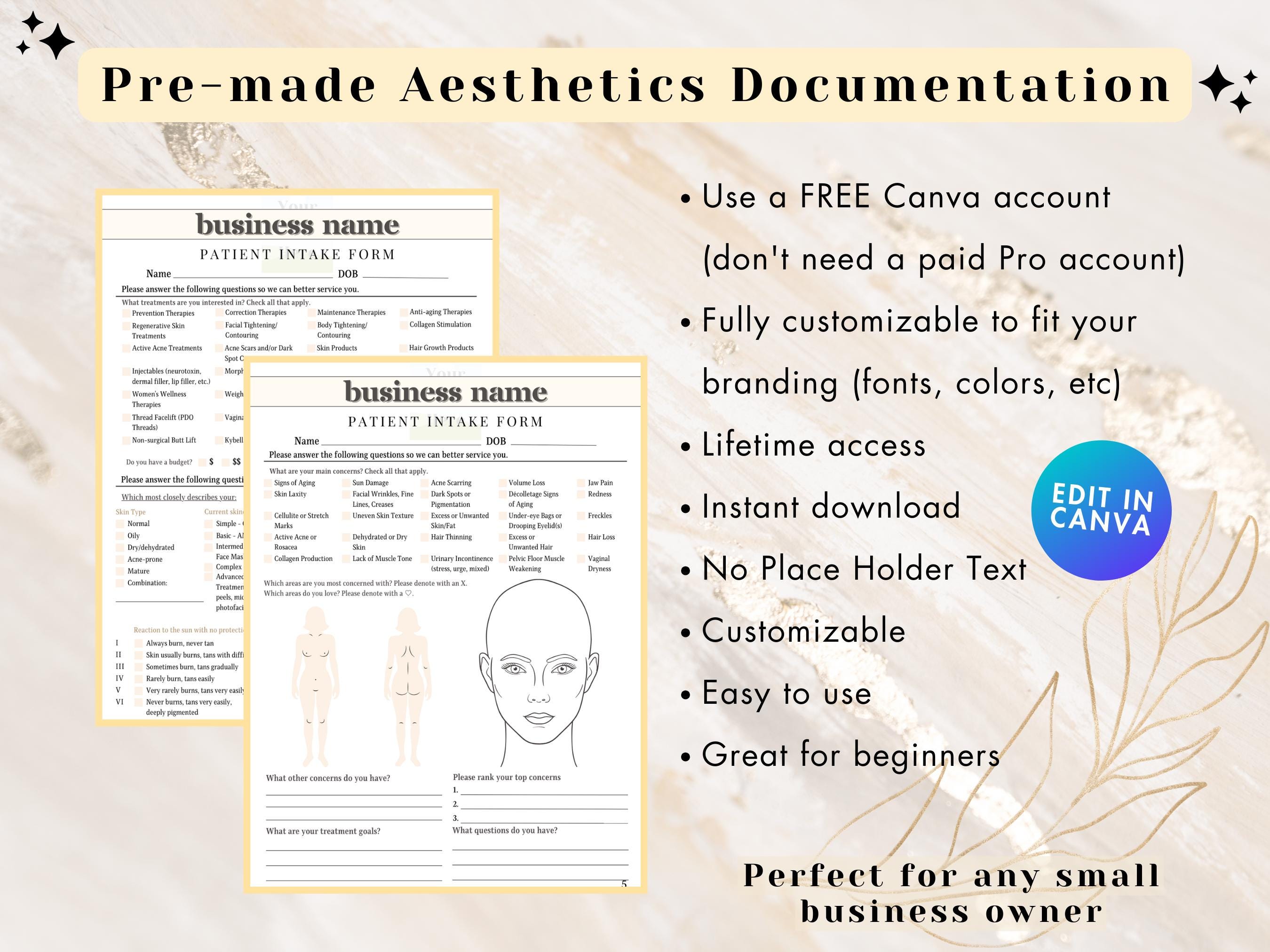 Editable Med Spa Paperwork Bundle | Neutral Theme SOAP Notes, Intake ...