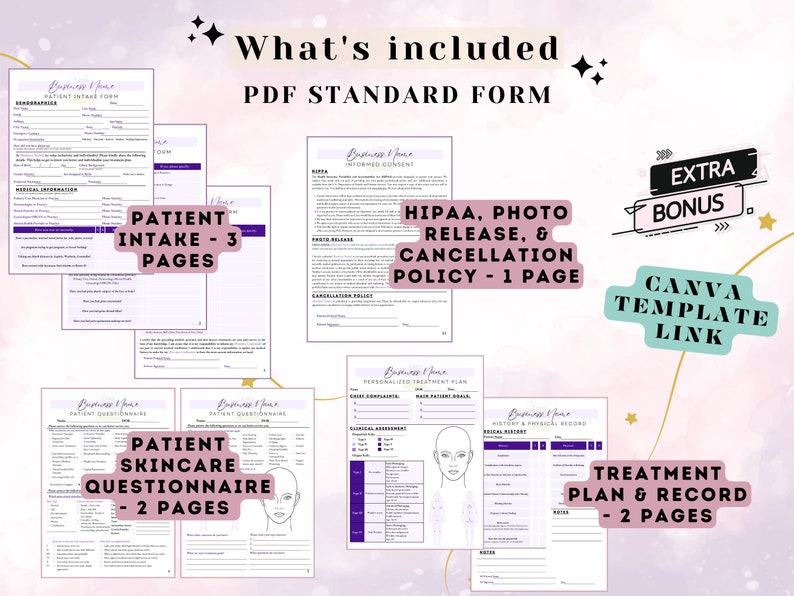 Editable Med Spa Forms Bundle: Intake, SOAP Notes, Questionnaire ...