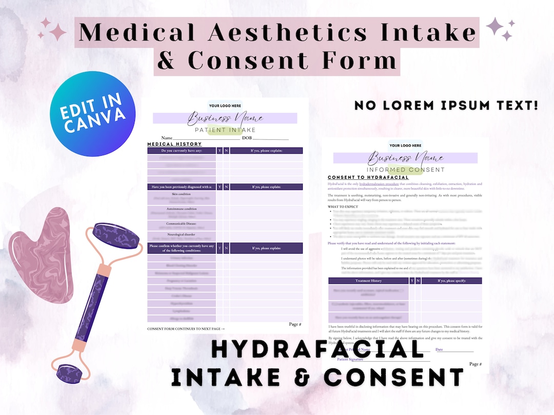 Digital Hydrafacial Intake and Consent Form | Estheticians & Nurse ...