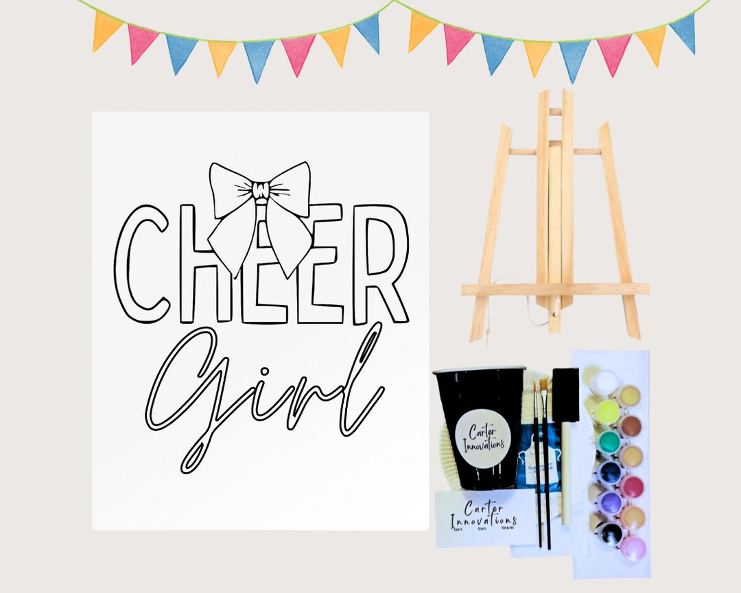 Cheer Activity, Kids Canvas Paint Kit, Cheer Girl - Etsy