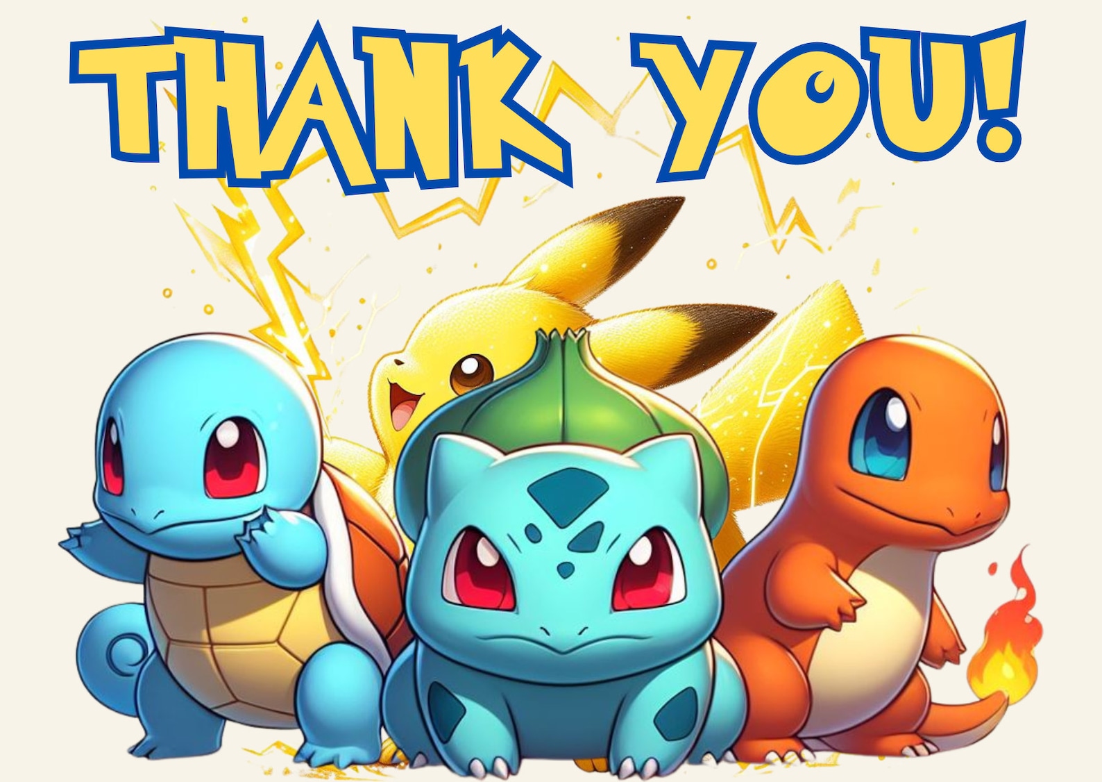 Pokemon Thank You Card 14.8cm X 10.5cm - Birthday Thank You - Editable - Etsy